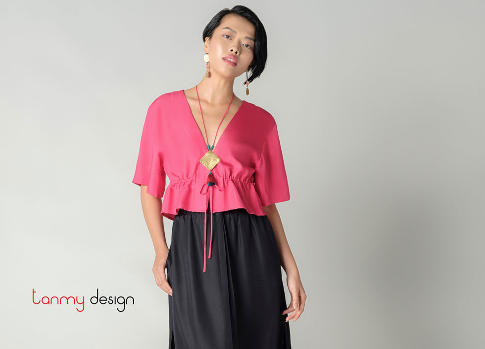 Silk top SUNBIRD - RUBY PINK
